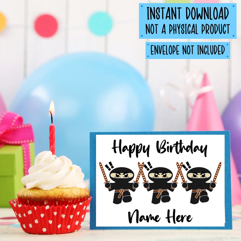 Printable Ninja Birthday Card Ninja Birthday Card - Etsy