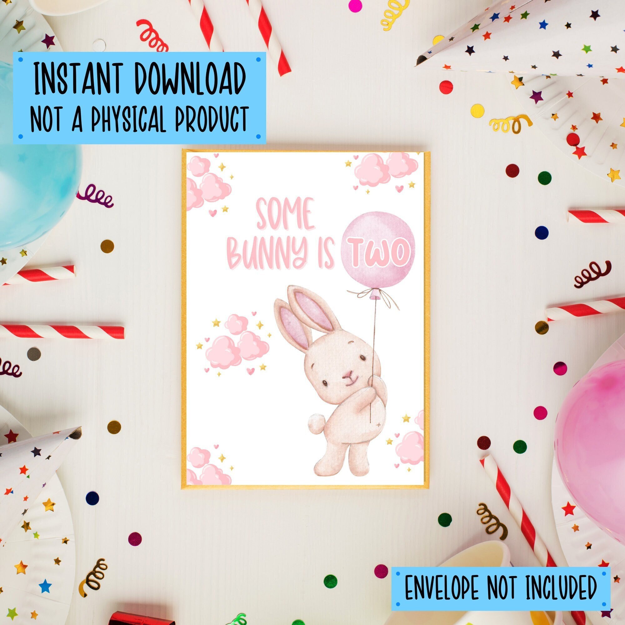 Some Bunny is Two Card Printable, 2nd Birthday Card, 2 Year Old ...