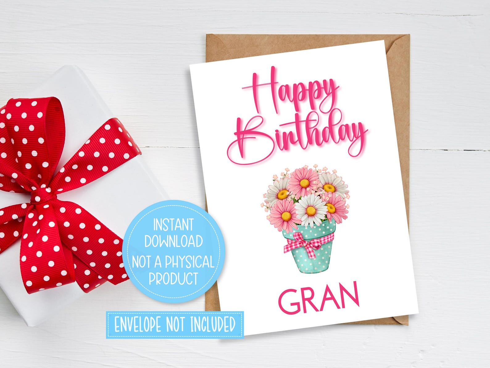 Gran Birthday Card Printable, Happy Birthday Gran Card, Downloadable ...