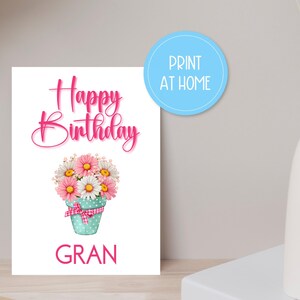 Gran Birthday Card Printable, Happy Birthday Gran Card, Downloadable ...