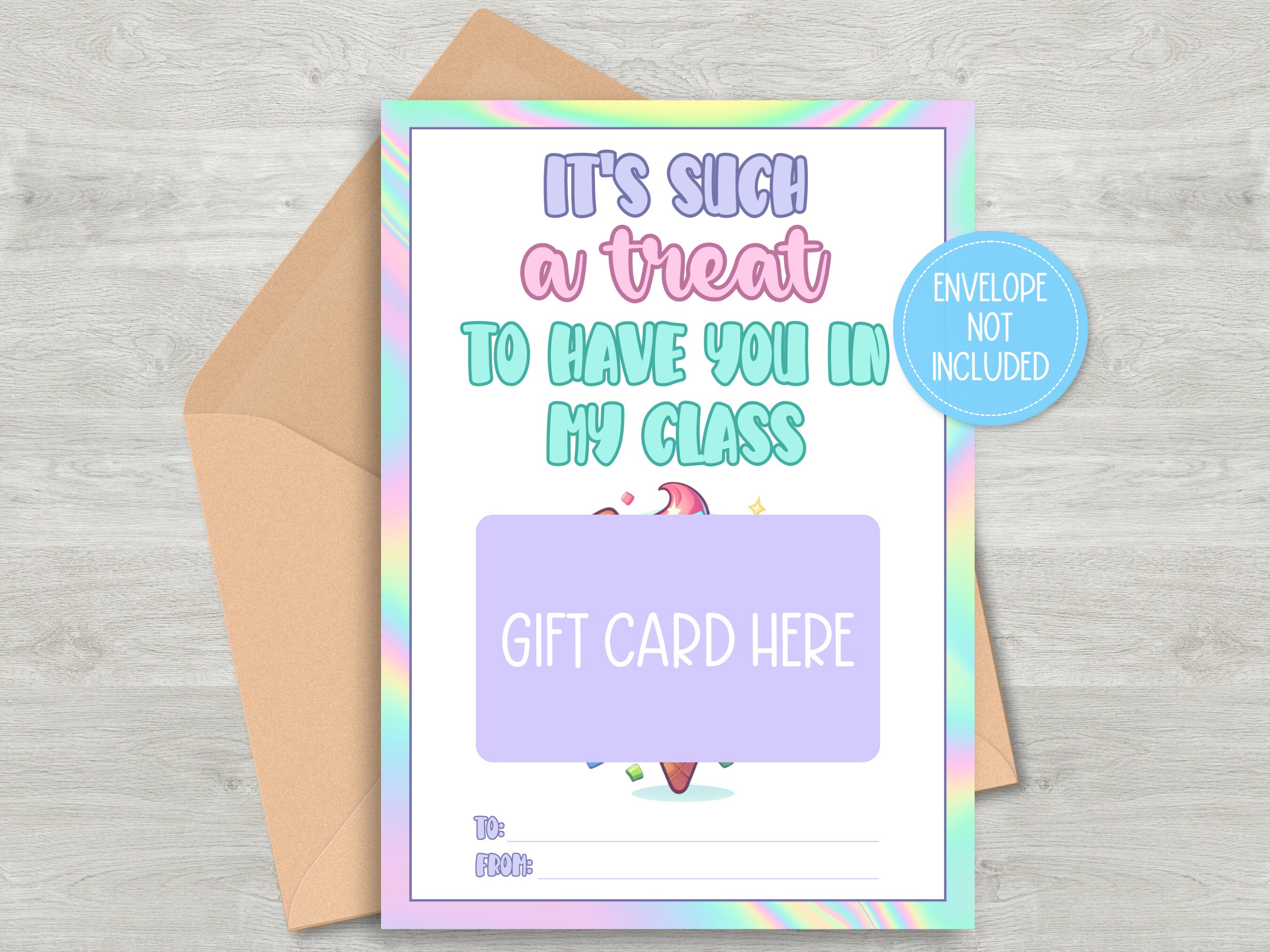 Ice Cream Gift Card Holder Printable, Ice Cream Gift Card Holder for ...