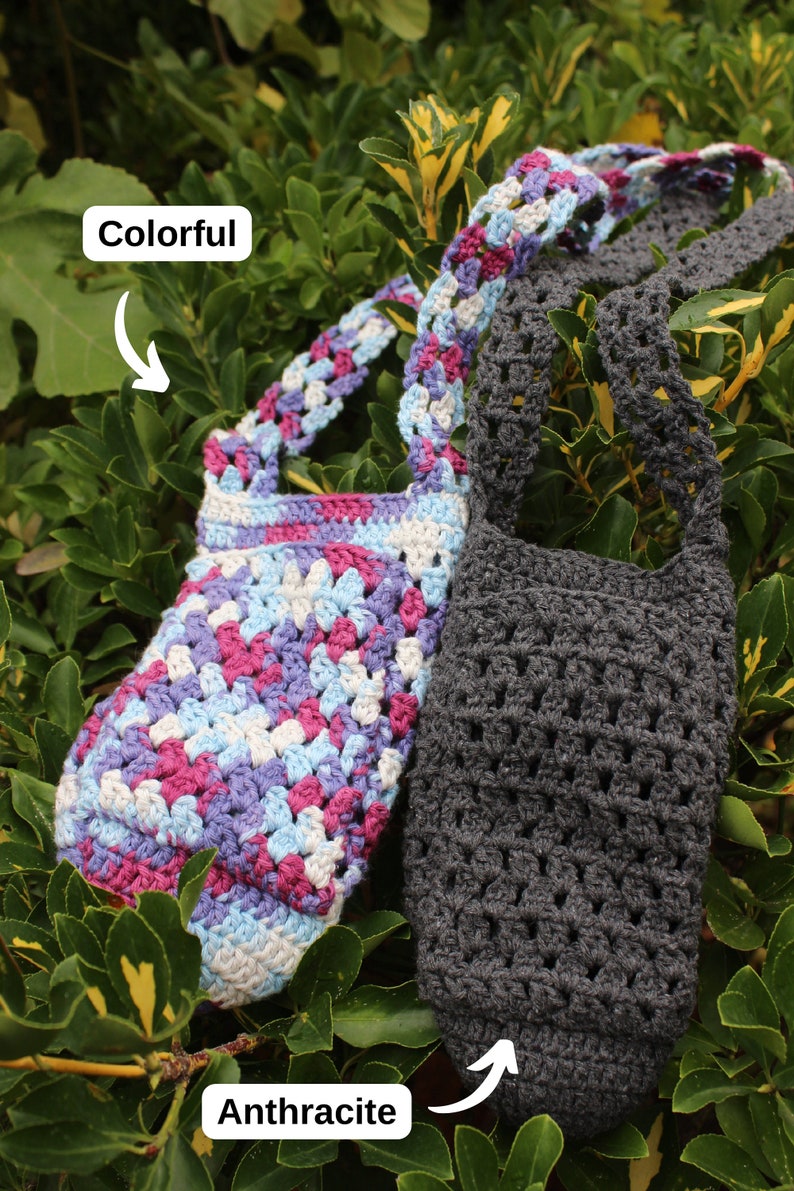 Black Crochet Water Bottle Holder, Cell Phone Holder, Water Bottle ...