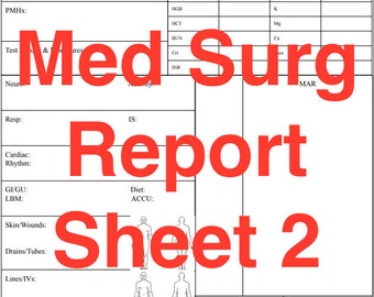 Medical Surgical Nursing Report Sheet - Etsy
