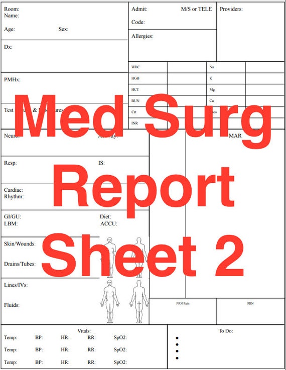 Medical Surgical Report Sheet 2 - Etsy