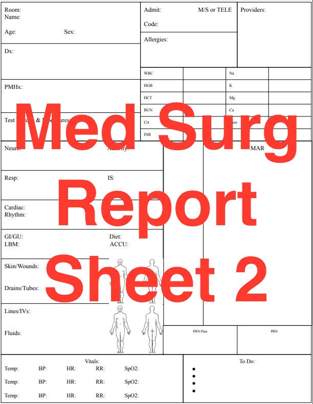 Medical Surgical Report Sheet 2 - Etsy