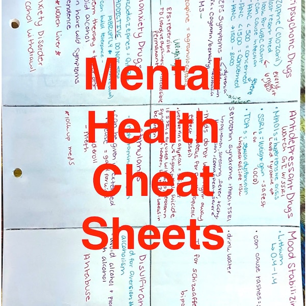 Mental Health Cheat Sheets - Etsy