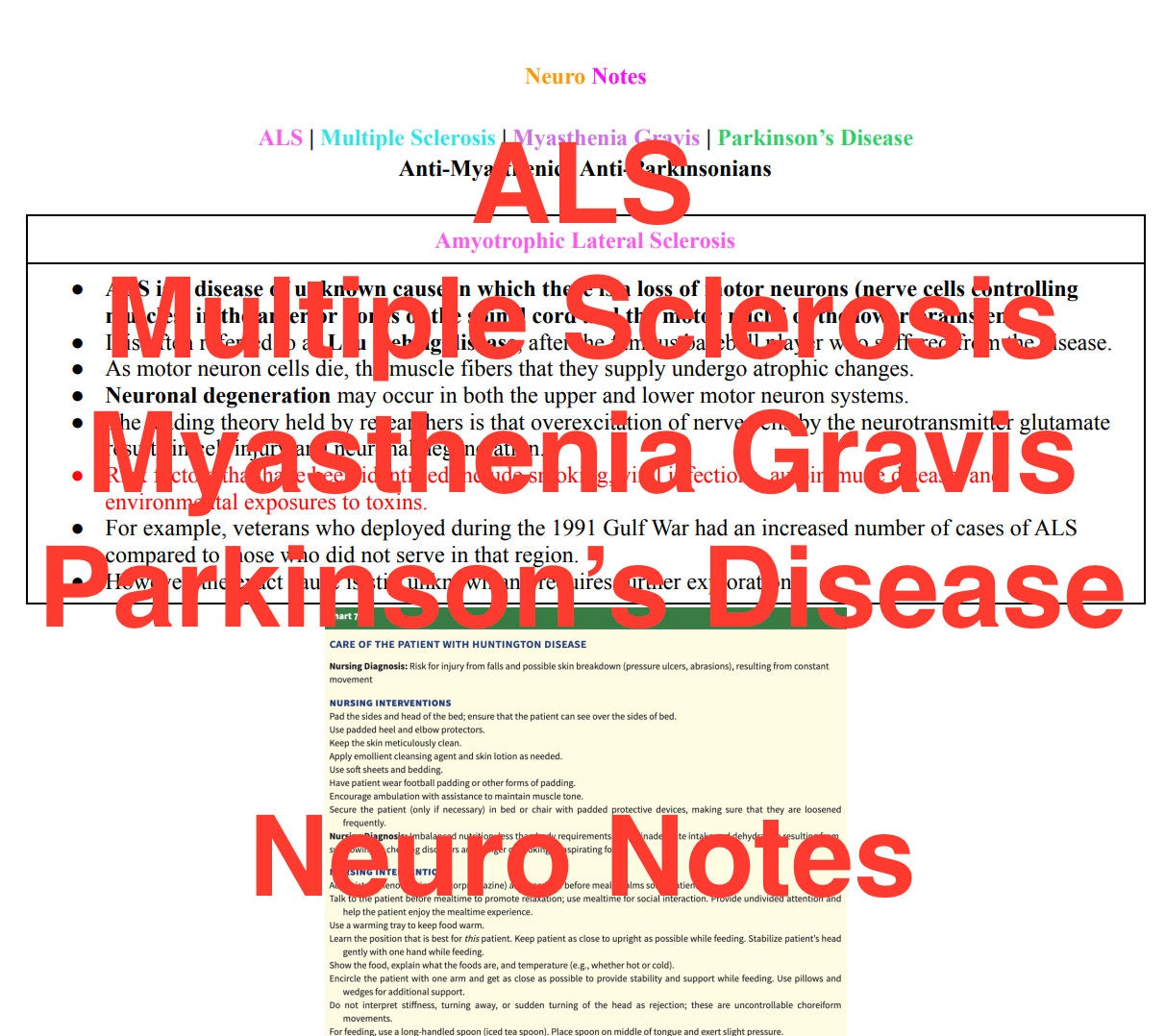 Neuro Notes: ALS | Multiple Sclerosis | Myasthenia Gravis | Parkinson’s ...