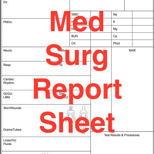 Medical Surgical / Telemetry Report Sheet Digital Download - Etsy