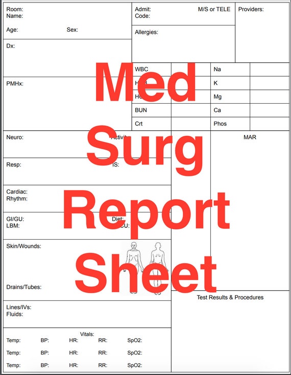 Medical Surgical Report Sheet - Etsy