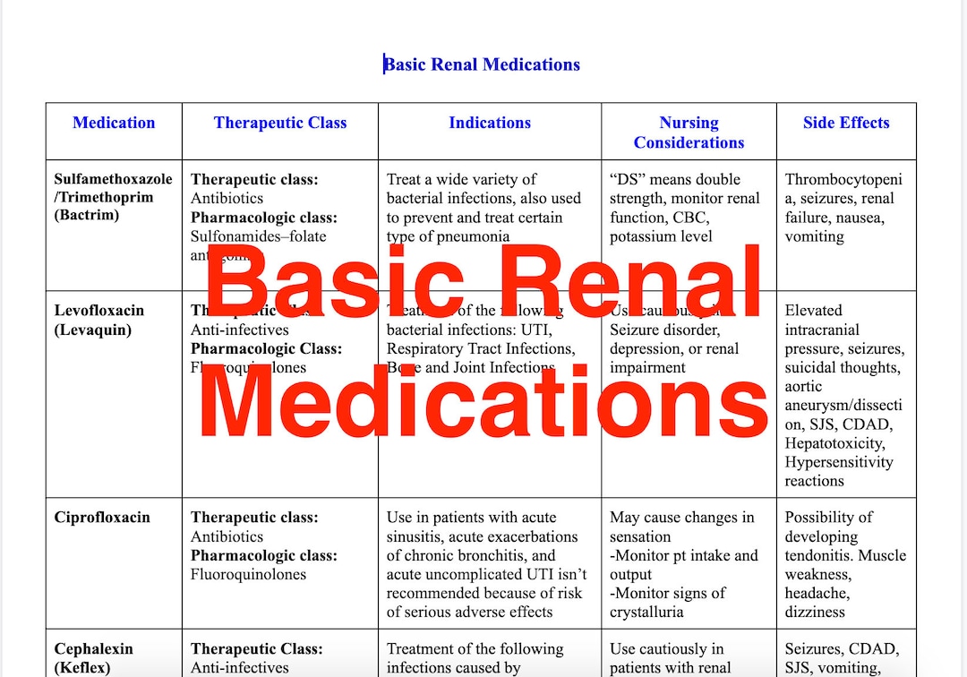 Basic Renal Medications - Etsy