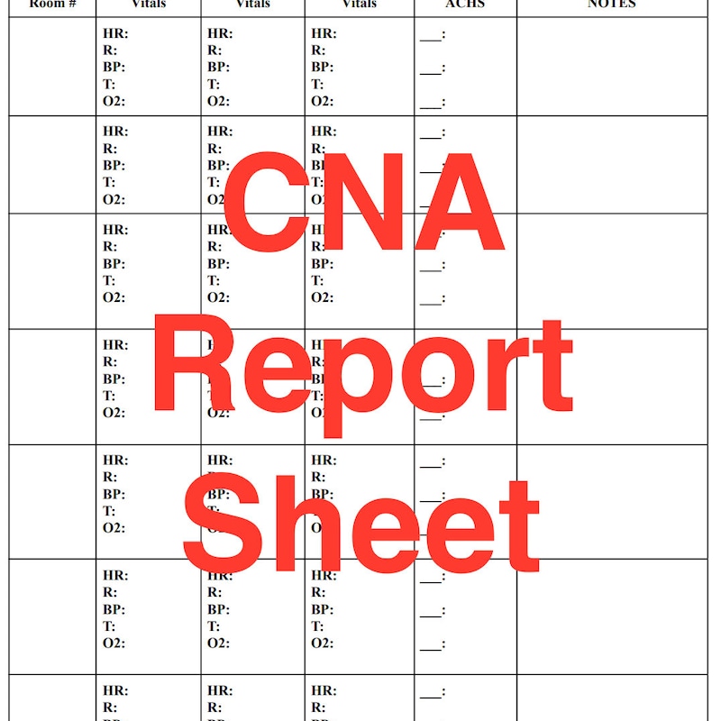 Cna Report Sheet - Etsy