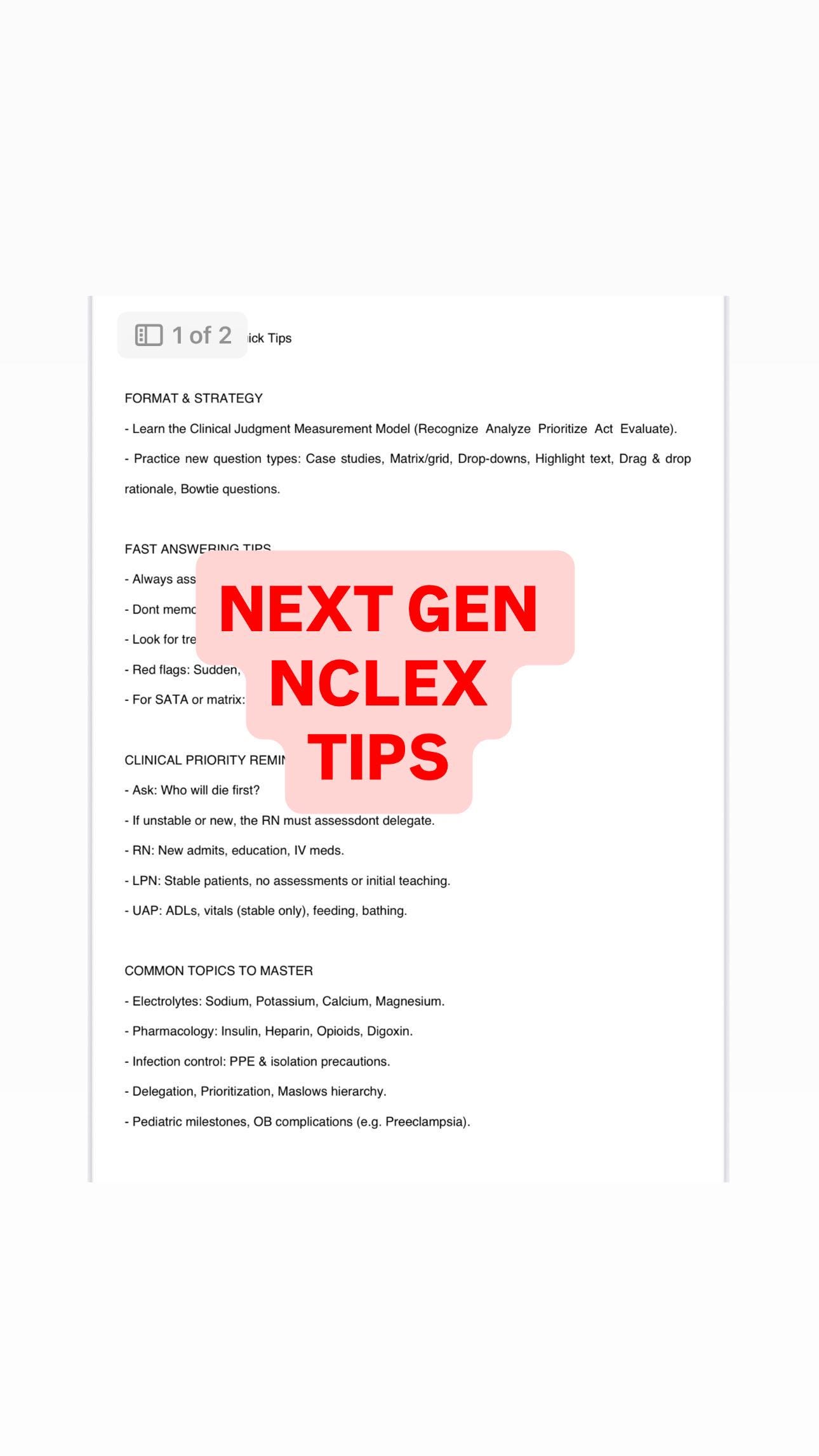 Next Gen NCLEX Tips - Etsy