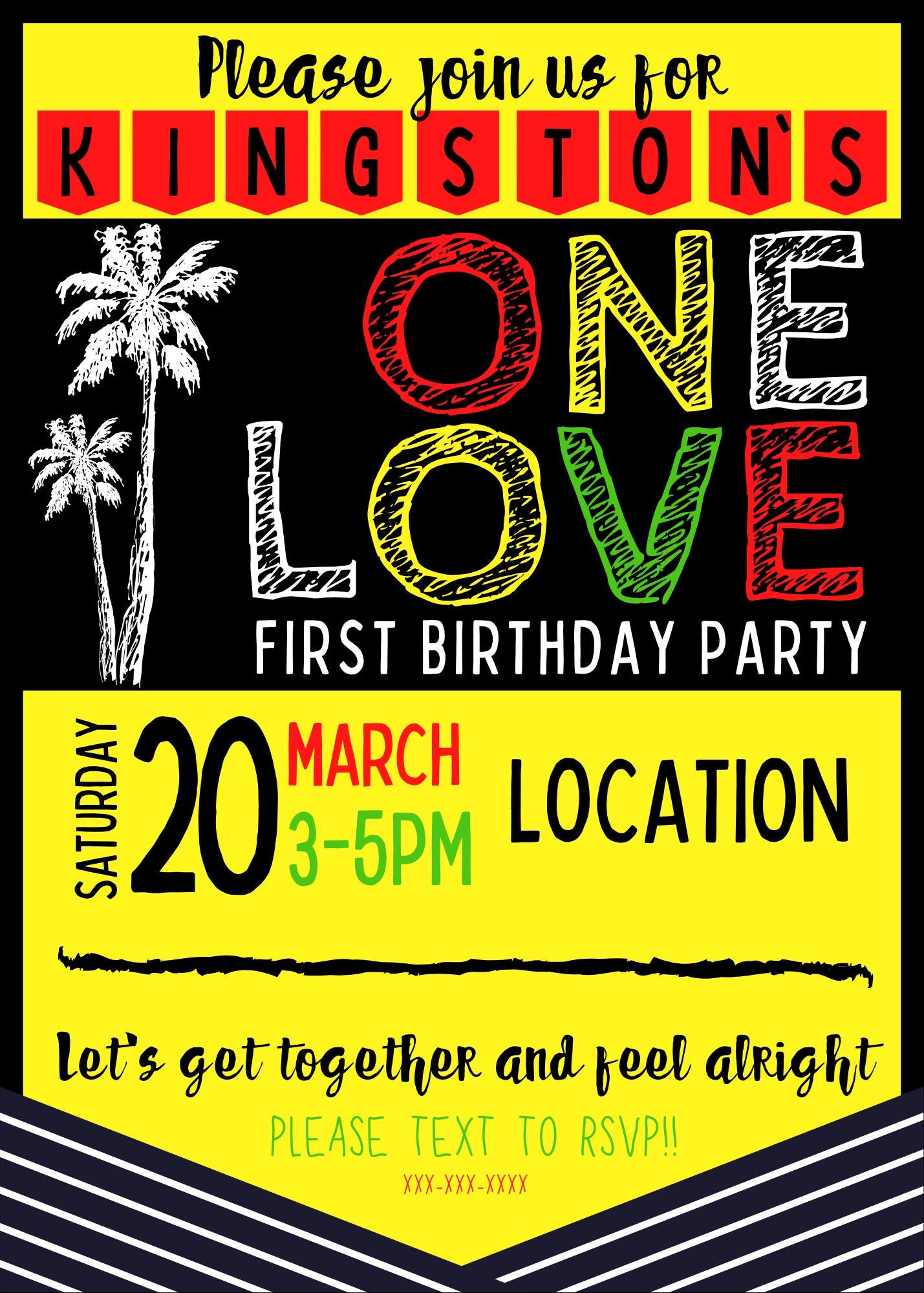 One Love Birthday Party Invitation - Etsy