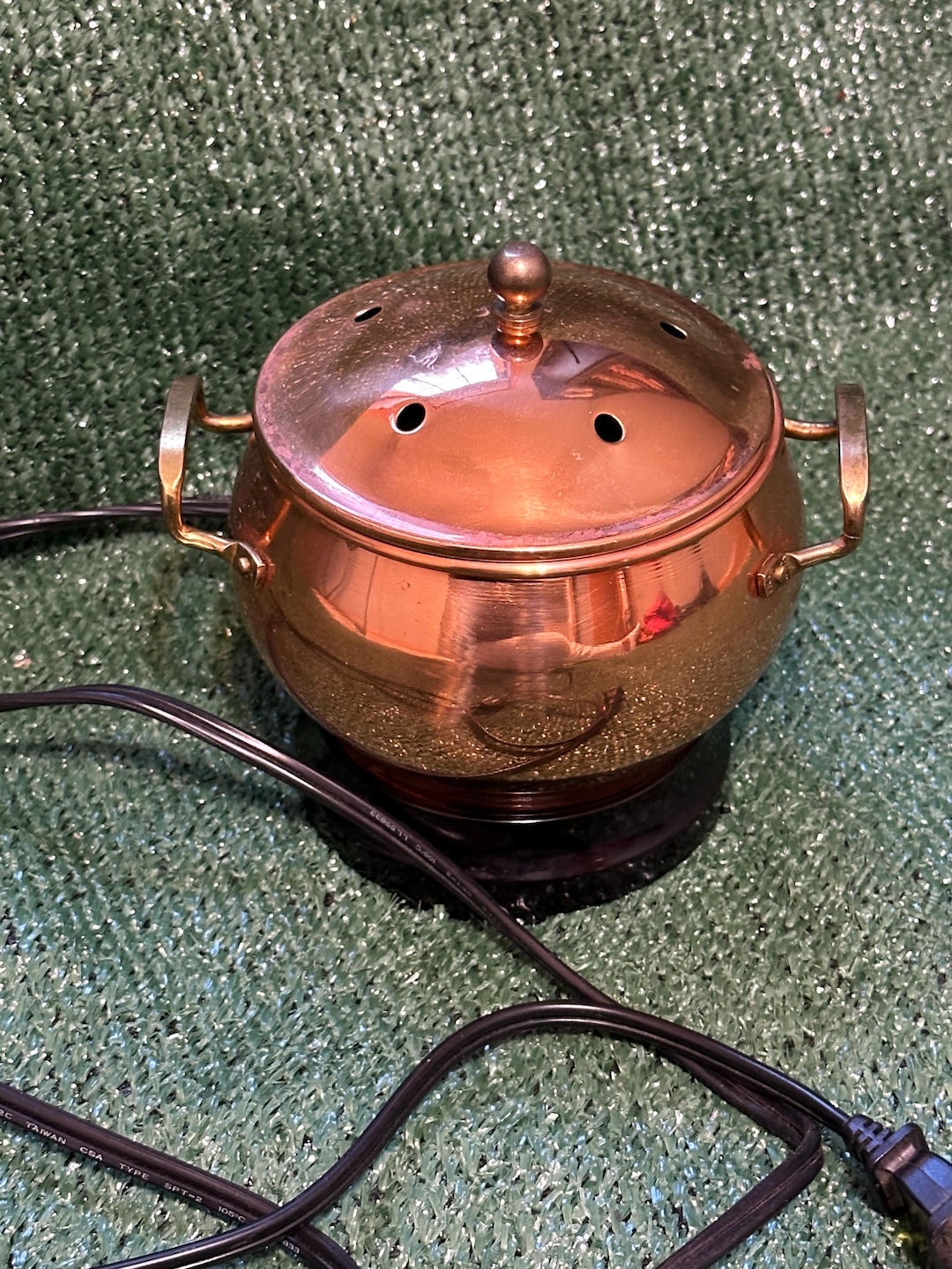 Copper Potpourri Simmer Pot Warmer With Lid Electric Rustic Decor ...