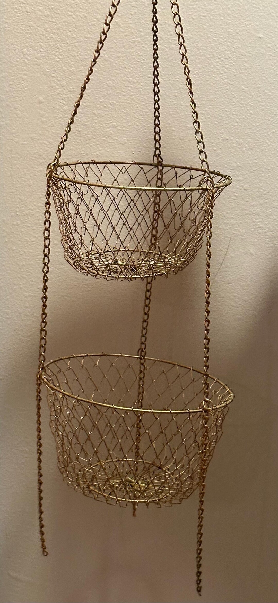 Vintage Two Tier Copper Hanging Basket Fruit, Plant, Floral Decor - Etsy