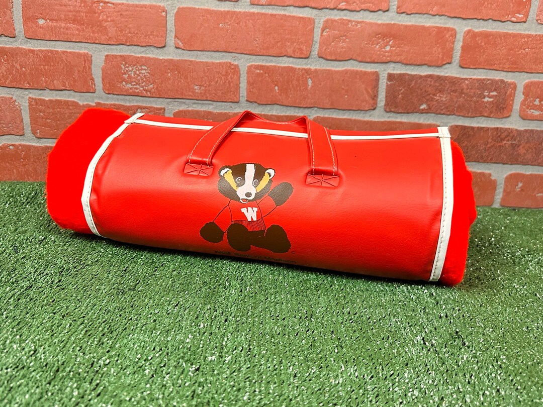 Vintage Wisconsin Badgers Faribo Picnic Blanket and Carrier M&I Bank of ...