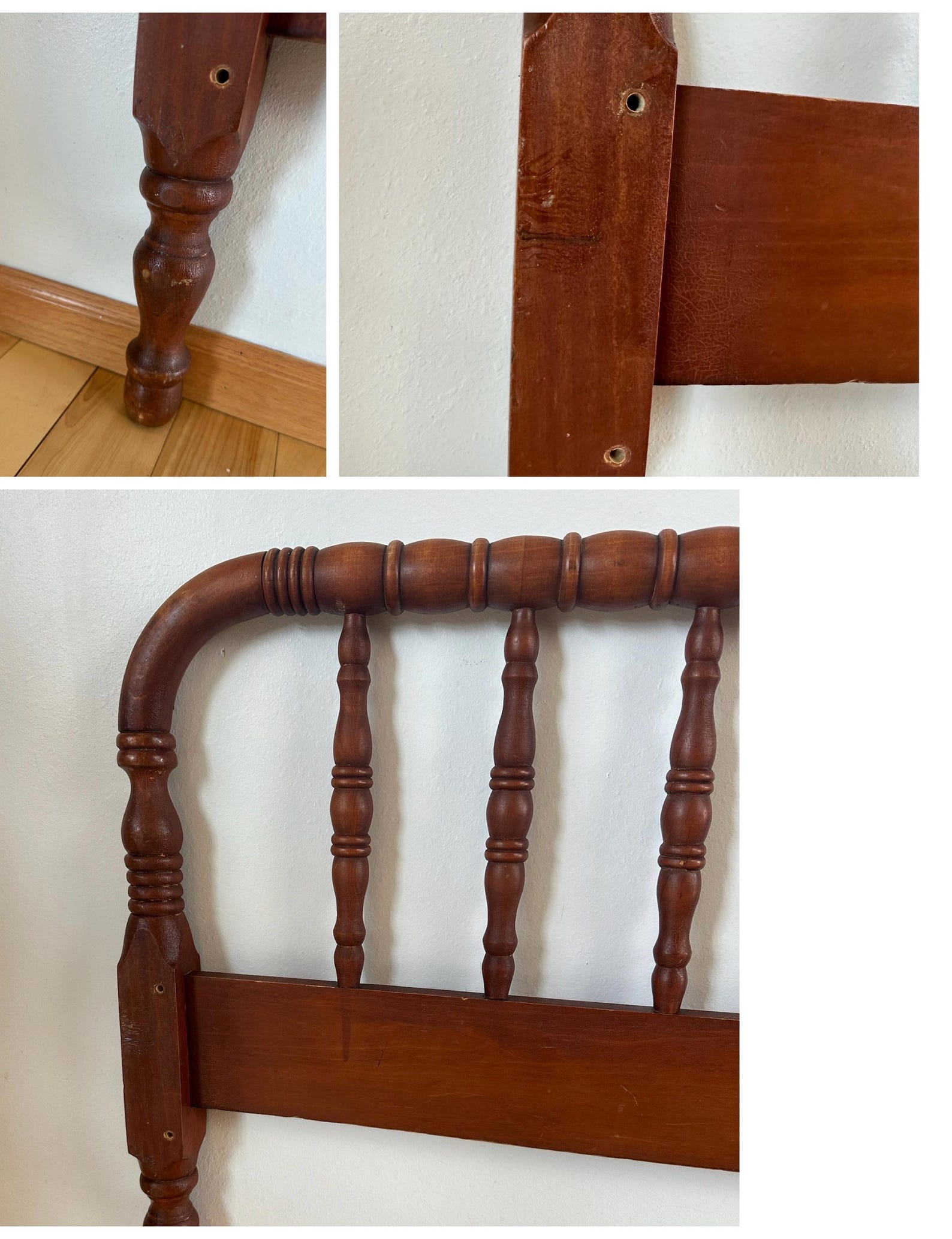 Vintage Jenny-lind Heirloom Spindle Spool Style Wooden Headboard and ...