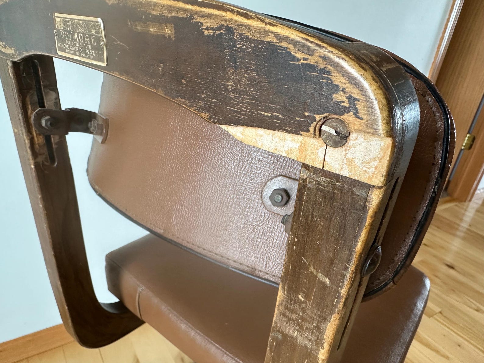 Vintage Solid Wood Desk Chair | Domore Chair Co. Wooden Swivel Chair ...