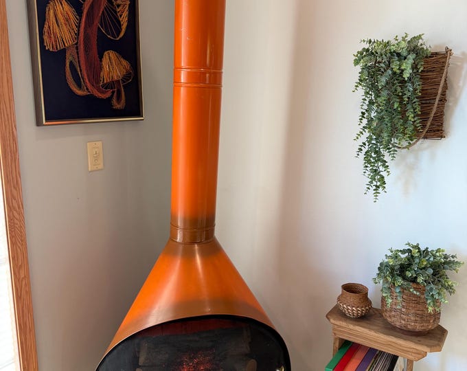 Vintage MCM MALM Brand Orange Electric Heater Fireplace Cone Preway ...