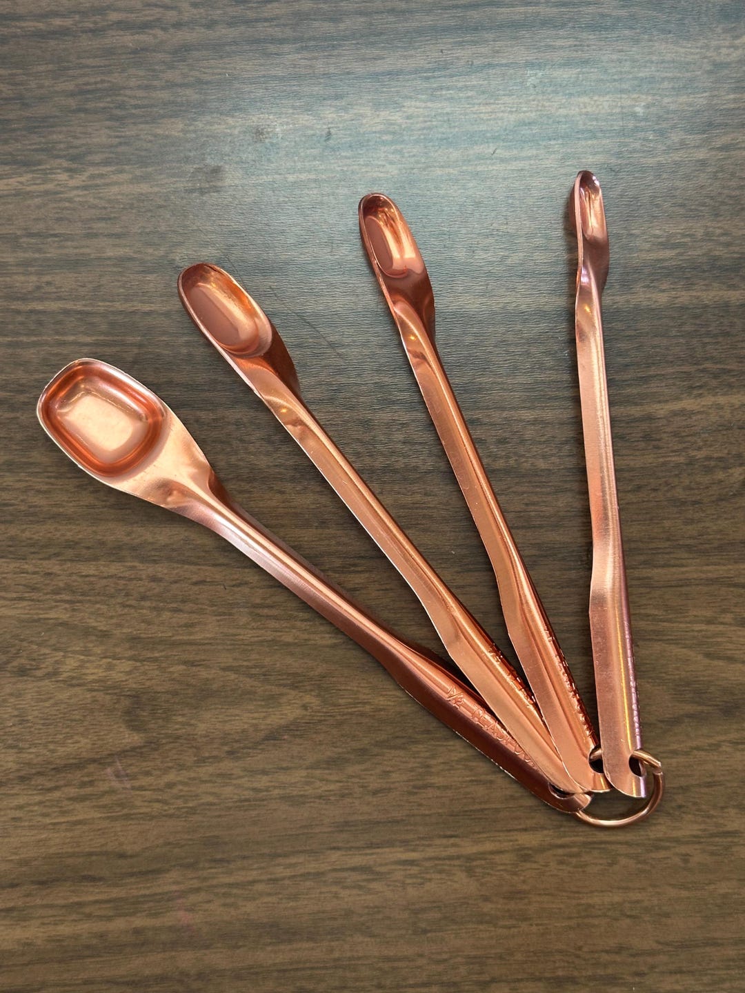 Vintage Rose Copper Measuring Spoons Set of Four on Ring Home Decor ...