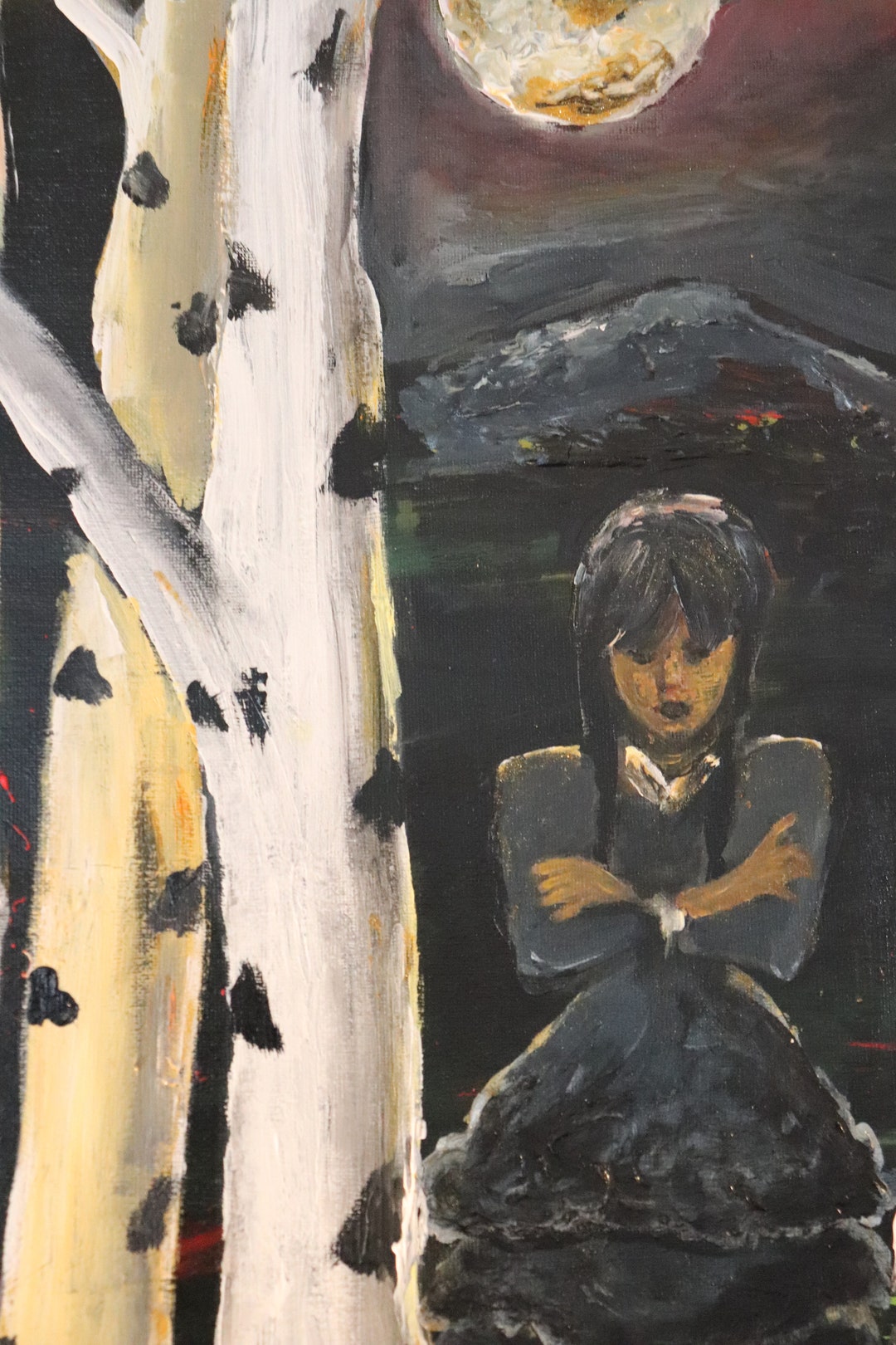 Wednesday, Addams Family, Birch, KOTELA, Painting, Painting, Trees ...