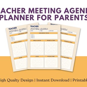 Teacher Meeting Agenda Planner: Printable Staff Meeting Template (PDF ...