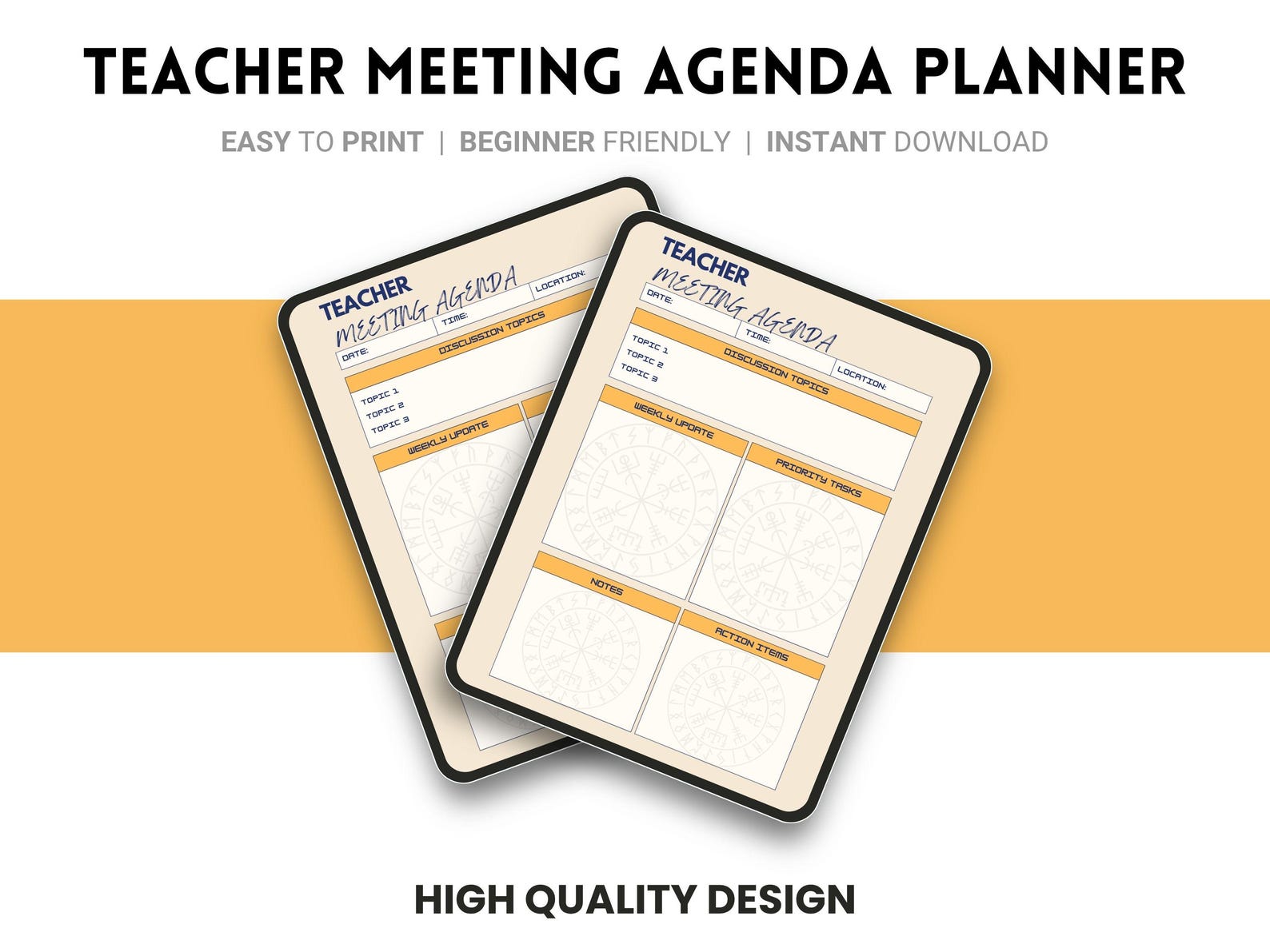 Teacher Meeting Agenda Planner: Printable Staff Meeting Template (PDF ...