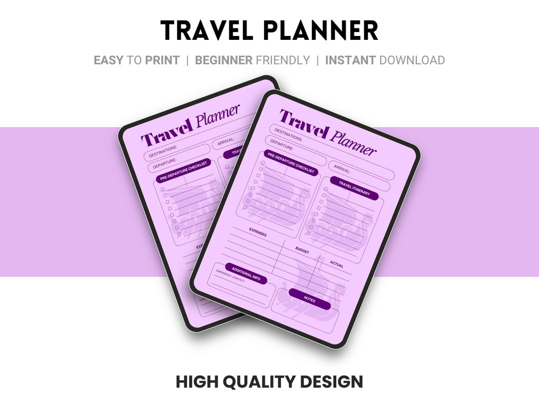 Travel Planner PDF – Printable Trip Organizer With Budget Tracker ...