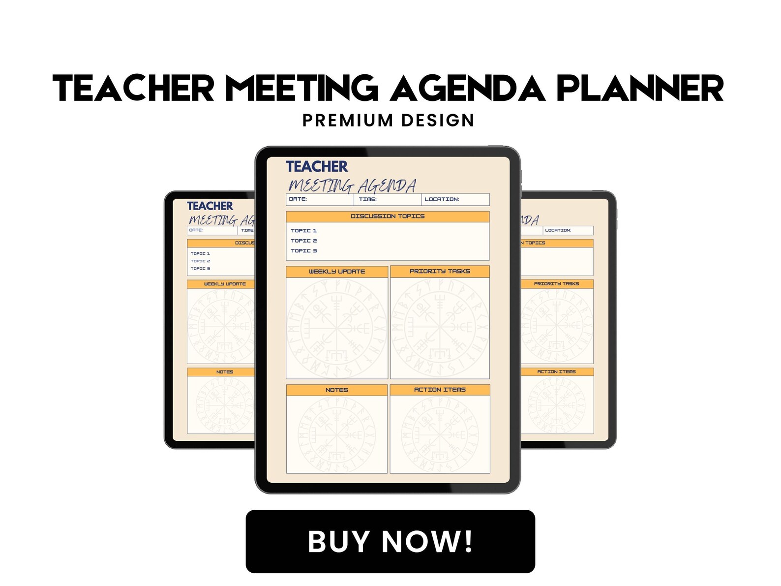 Teacher Meeting Agenda Planner: Printable Staff Meeting Template (PDF ...
