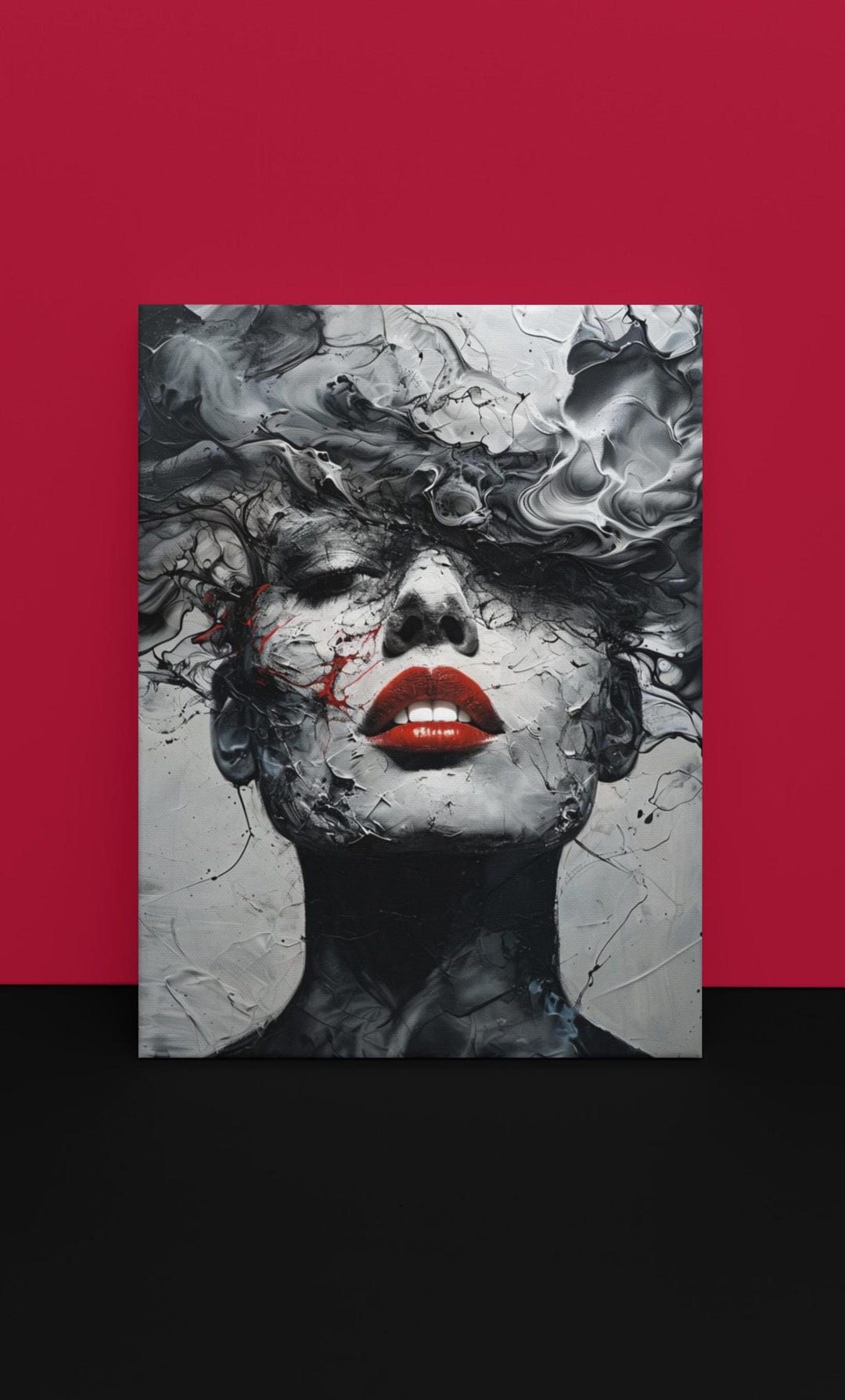 Empowered Woman Face Line Drawing, Inspirational Female Wall Art, Black ...