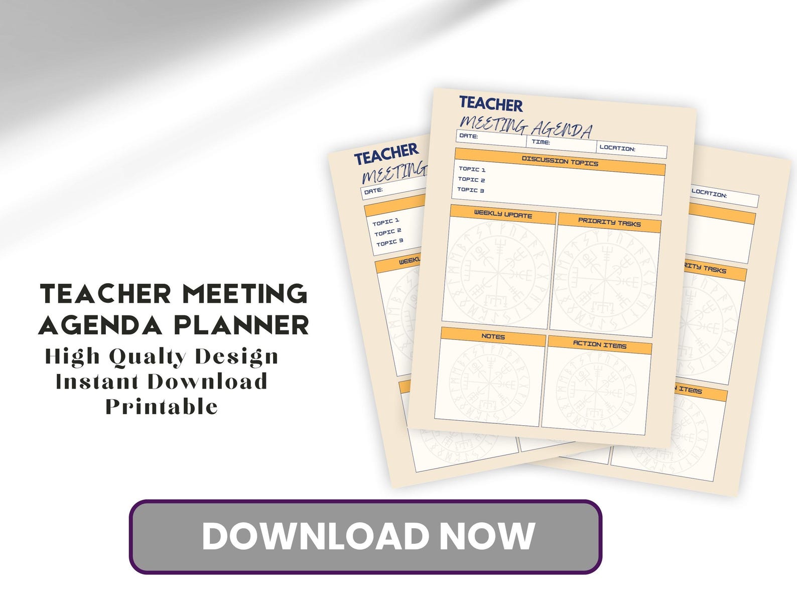 Teacher Meeting Agenda Planner: Printable Staff Meeting Template (PDF ...