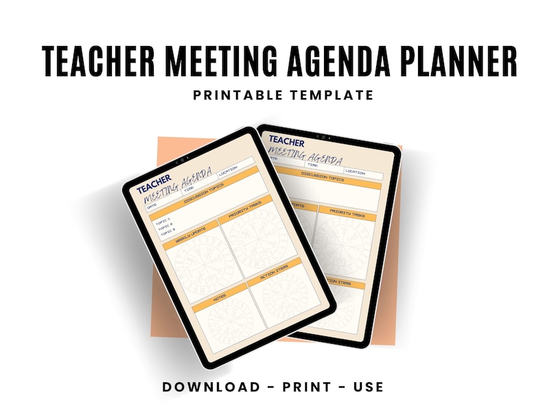 Teacher Meeting Agenda Planner: Printable Staff Meeting Template (PDF ...