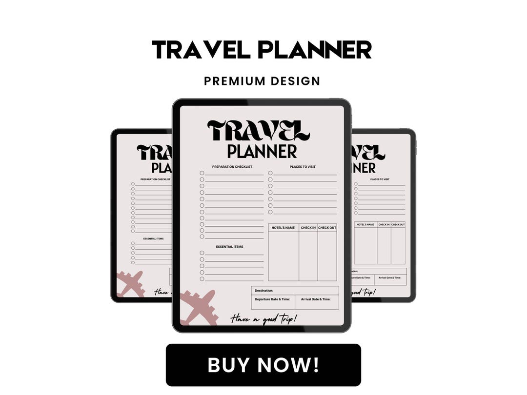 Travel Planner PDF – Printable Trip Organizer With Vacation Checklist ...