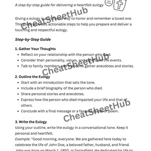 Cheat Sheet for Writing a Eulogy - Etsy