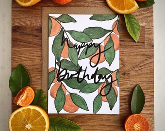 Orange Birthday Card - Etsy UK