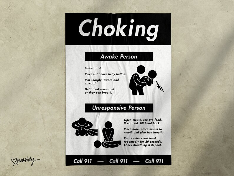 Restaurant Choking Victim Sign. Supreme Inspired. Unique Design. 11x17 ...
