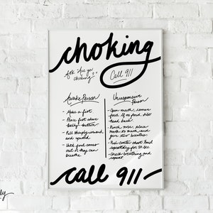 Restaurant Choking Victim Sign. Handwritten Note Style. Unique Design ...