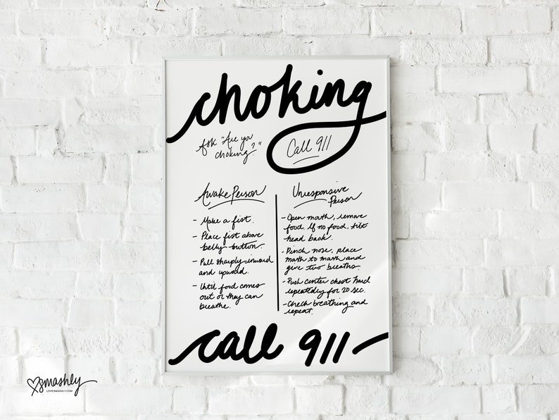 Restaurant Choking Victim Sign. Handwritten Note Style. Unique Design ...