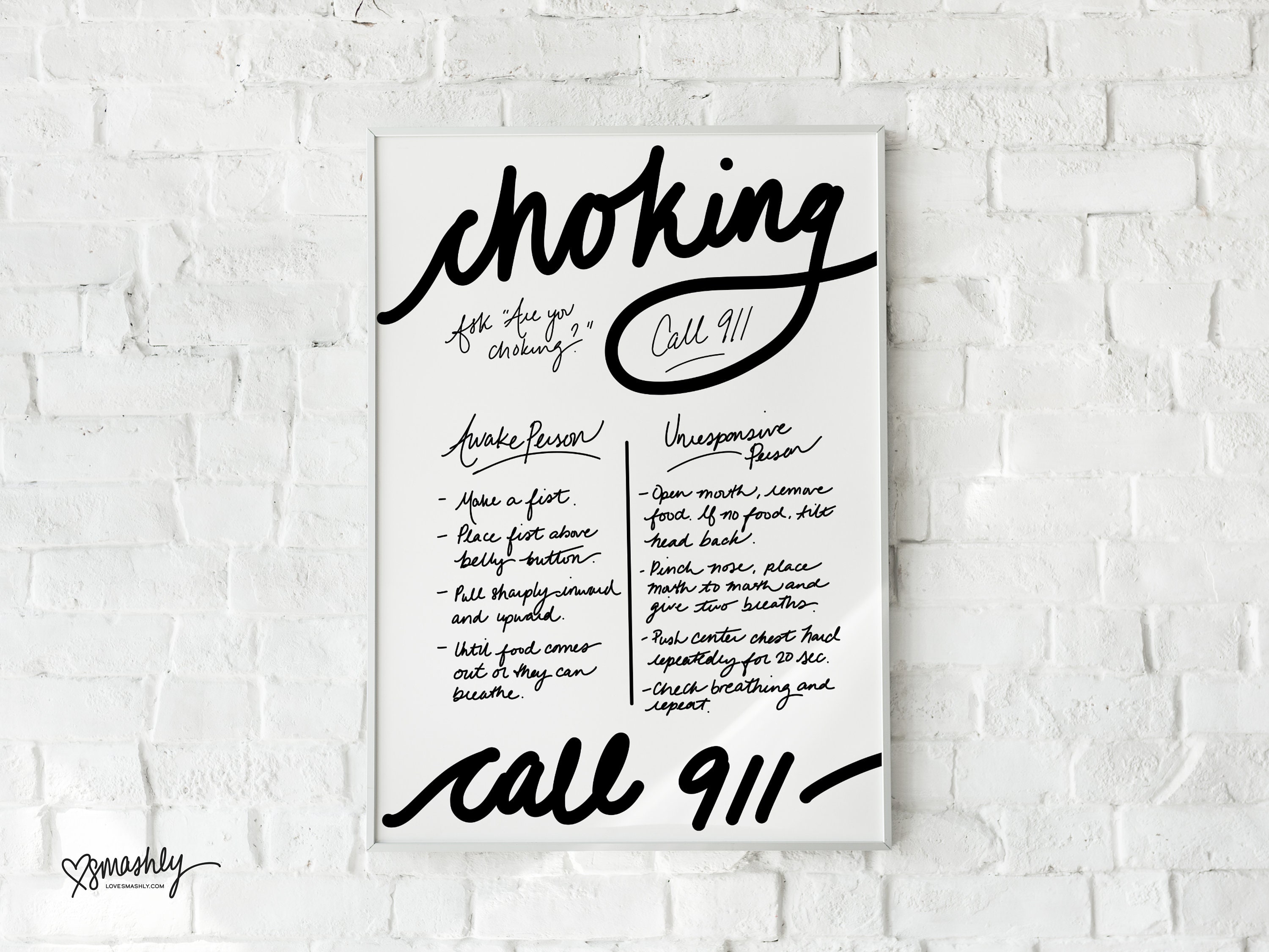 Restaurant Choking Victim Sign. Handwritten Note Style. Unique Design ...