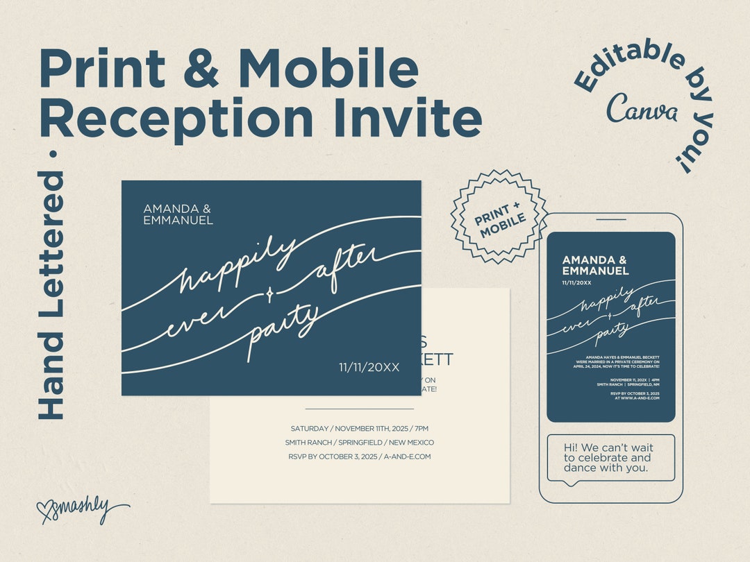 Customizable Reception Invite — Happily Ever After Party — Canva ...