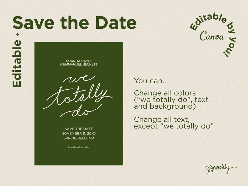 Customizable Save the Date Canva Template. Easy to Edit. Handwritten ...