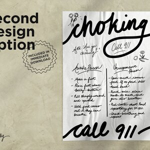 Restaurant Choking Victim Sign. Handwritten Note Style. Unique Design ...
