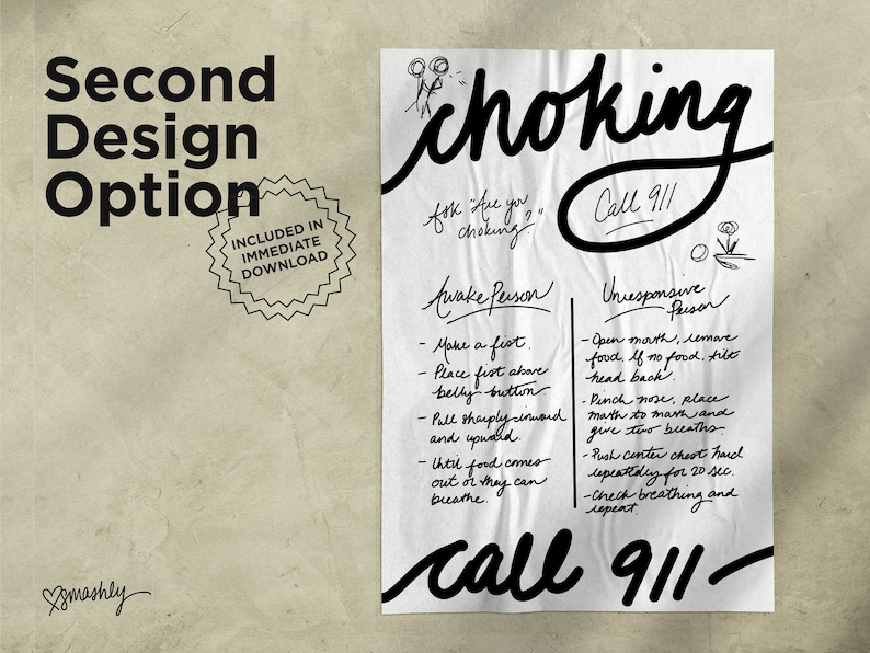Restaurant Choking Victim Sign. Handwritten Note Style. Unique Design ...