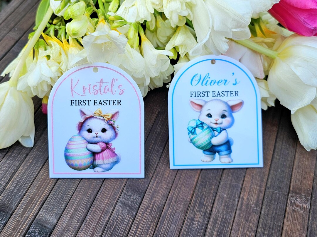 First Easter Name Tag, Acrylic Name Tag, Personalized Easter Basket Tag ...