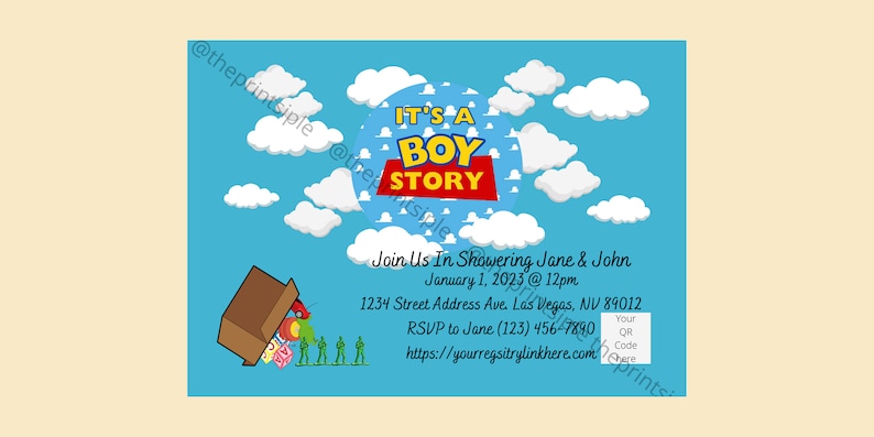 TOY STORY "it's A Boy Story" Invitation Card | Digital Download | 5X7 ...