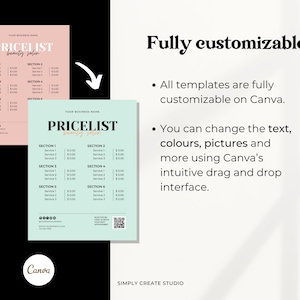 Price List Template, Editable Canva Template, Electronic Business ...