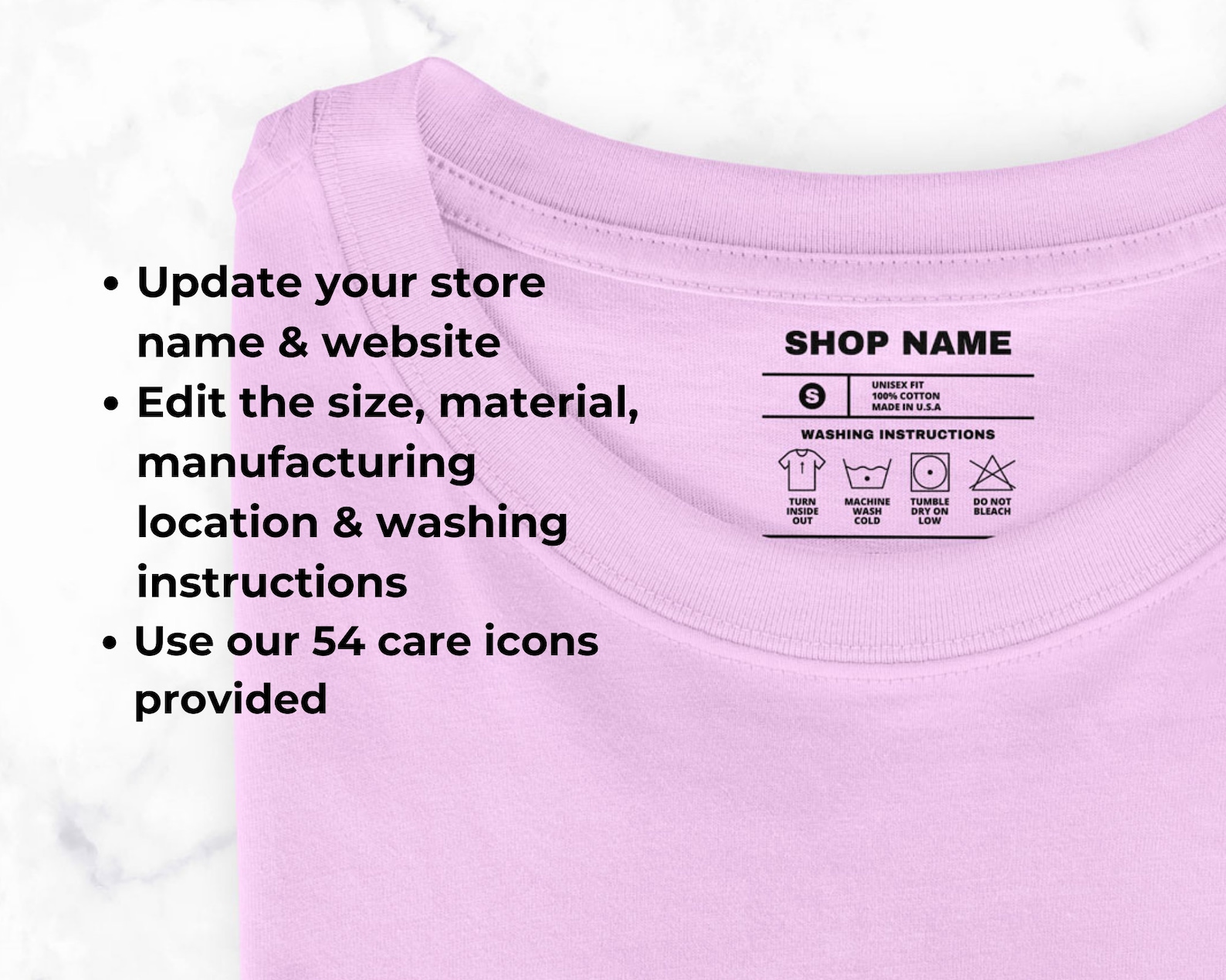 Editable Clothing Tag Template, T-shirt Neck Label, Garment Care Tag ...