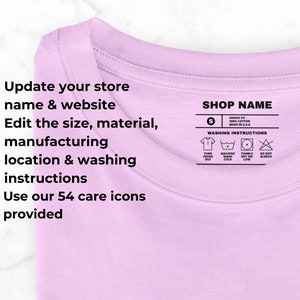 Editable Clothing Tag Template, T-shirt Neck Label, Garment Care Tag ...