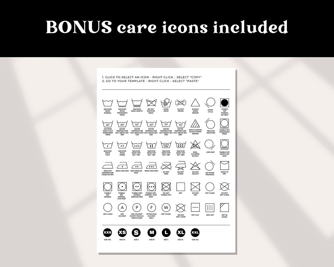 Editable Care Tags Label Printable Clothing Care Card Canva - Etsy