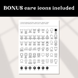 Editable Care Tags Label, Printable Clothing Care Card, Canva Template ...